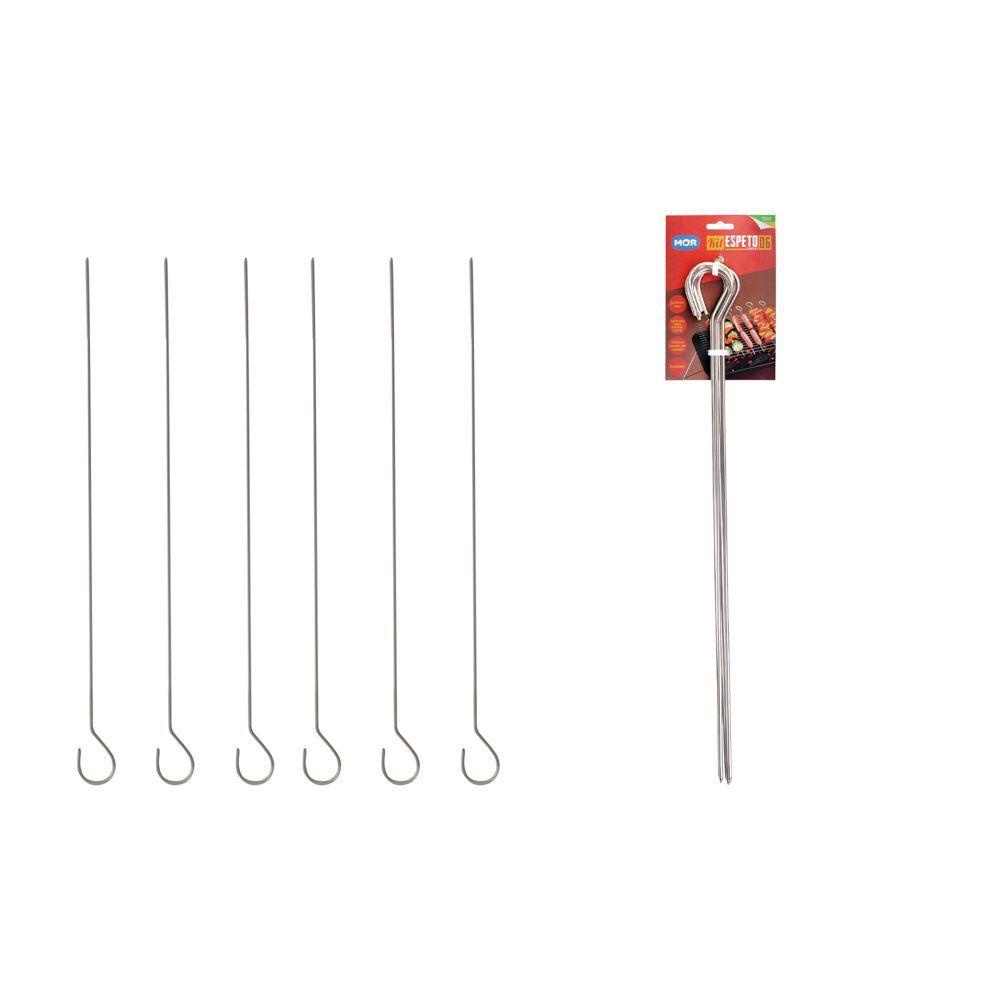 Kit Espeto Churrasco Simples em Aço Inox com 06 Peças MOR | Shopee Brasil