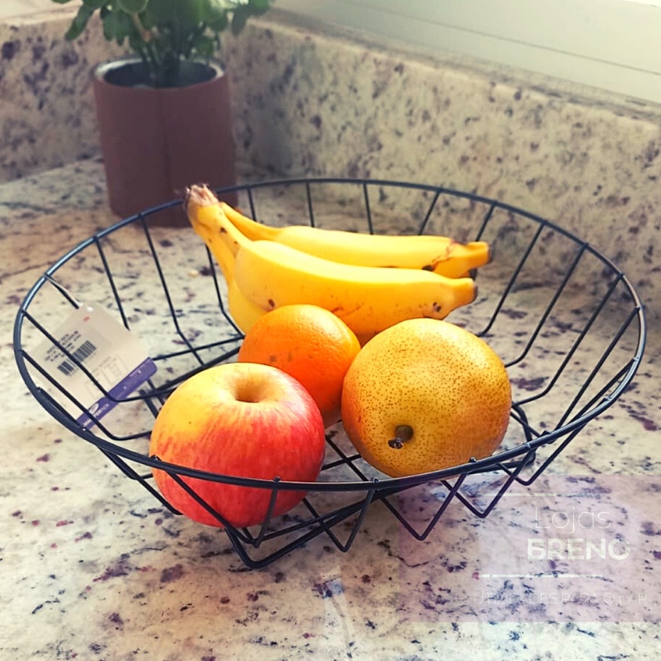 Fruteira de Mesa Preta Bancada Redonda Inox | Shopee Brasil