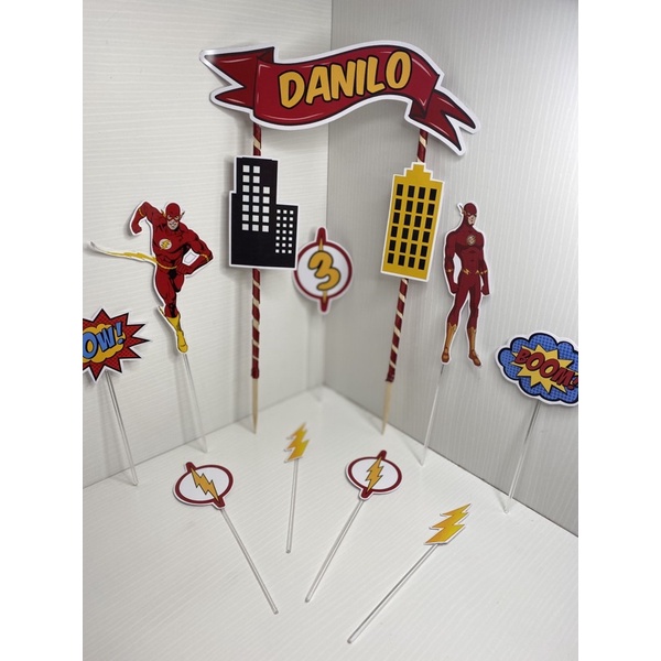 Topper de Bolo para Aniversário Flash - Personalizado | Shopee Brasil