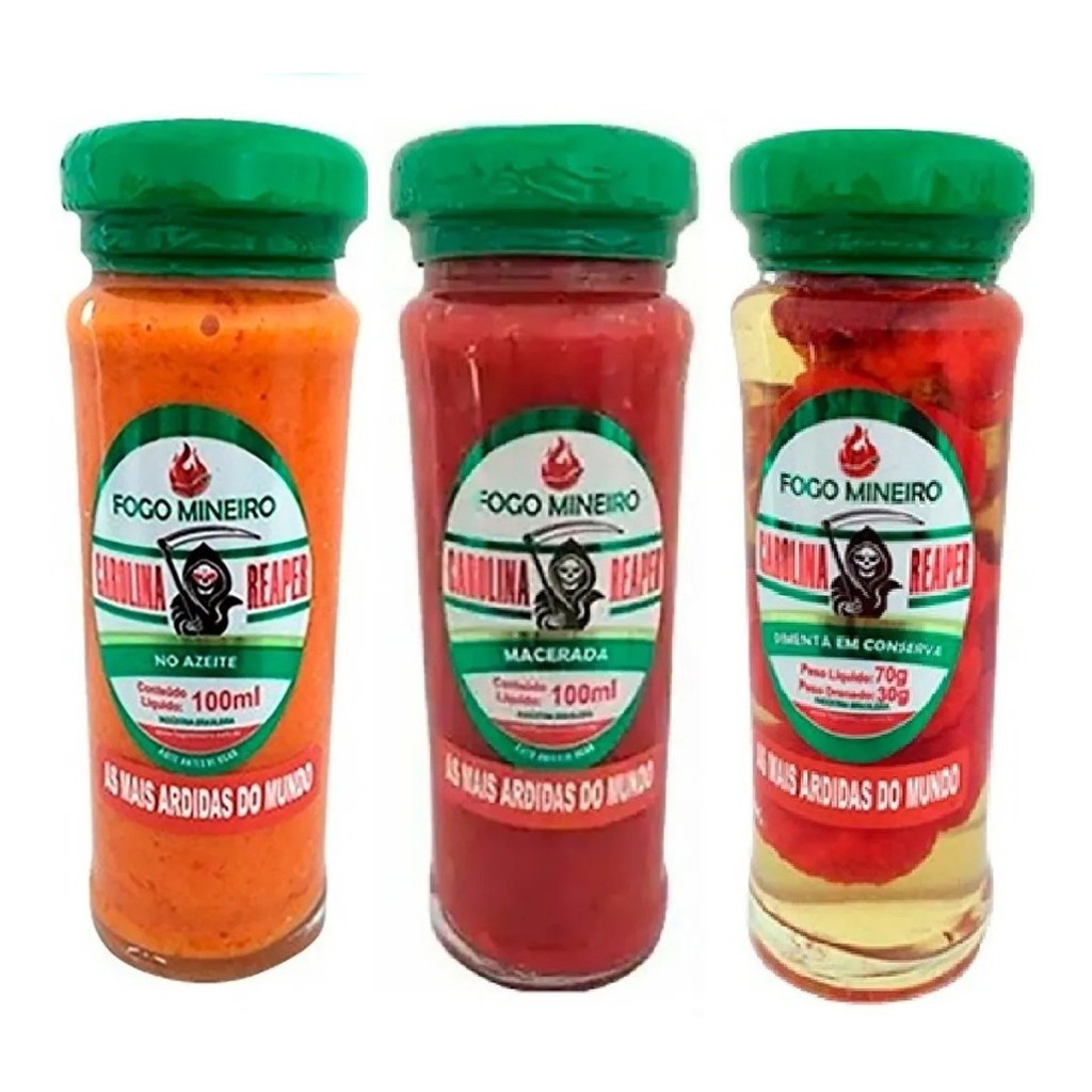 Kit 3 Pimentas Carolina Reaper No Azeite, Macerada e Na Conserva ...