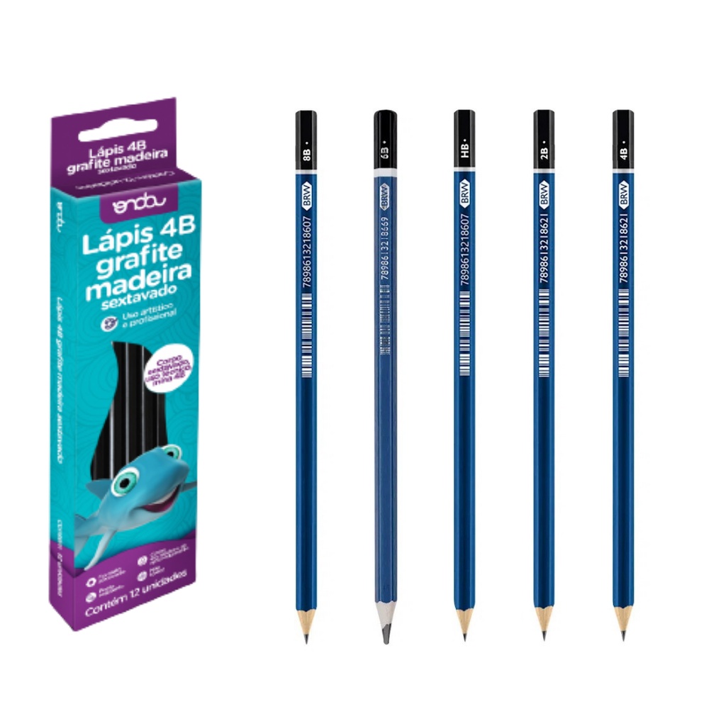 Lapis Tecnico Preto HB/2B/4B/6B/8B Desenho Esboço Sextavado | Shopee Brasil