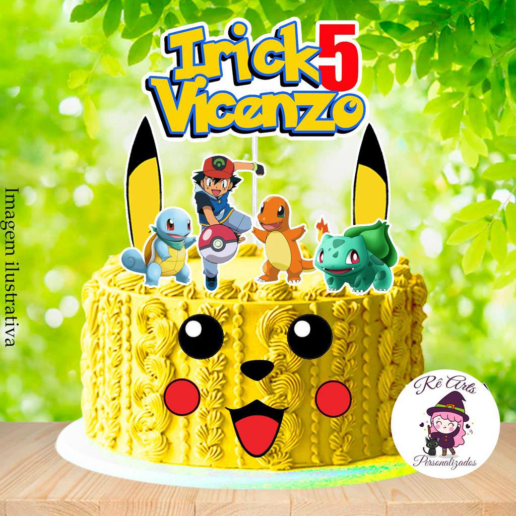 Topo de Bolo Pikachu Pokemon Topper Cake | Shopee Brasil