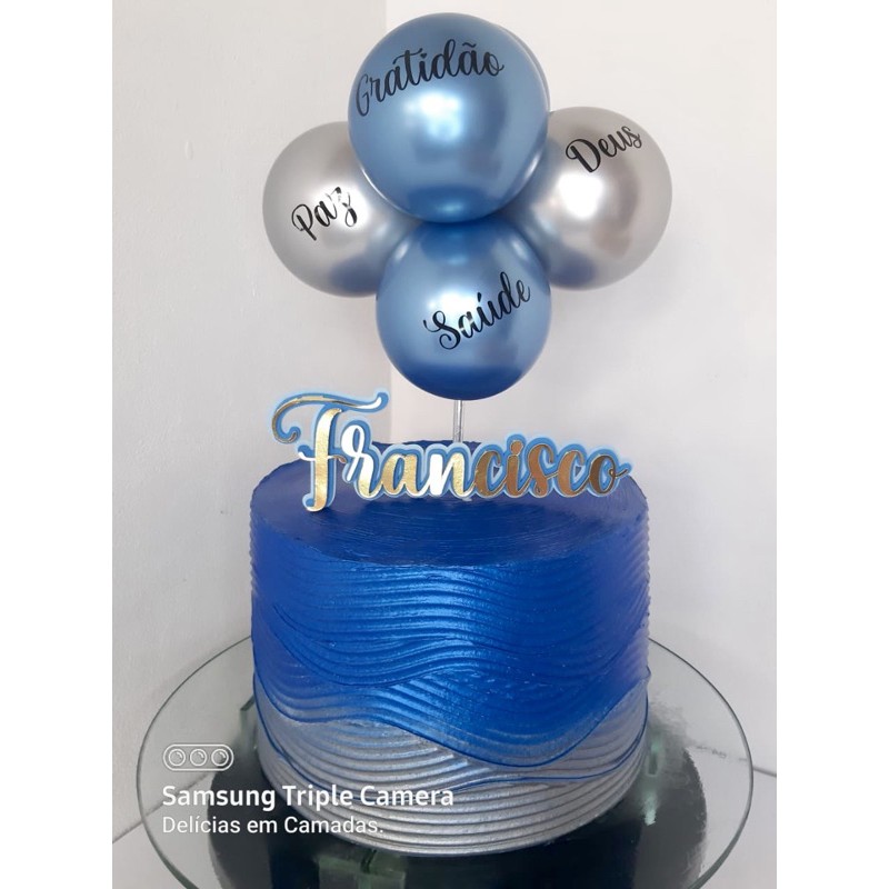 Topo De Bolo Nome Em Camadas Topo Luxo Shopee Brasil