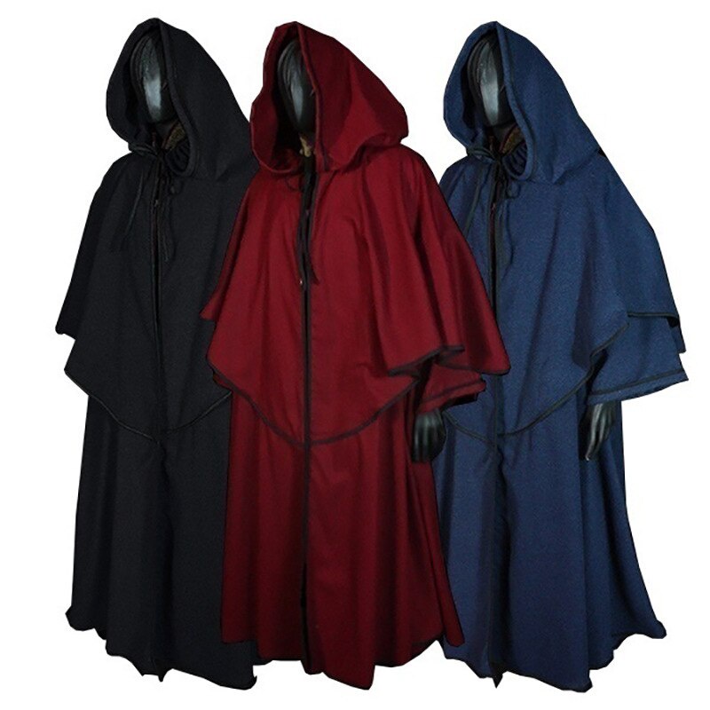 5 Cores Robe Medieval Com Capuz Halloween Adulto Monk Capa Manga Longa ...