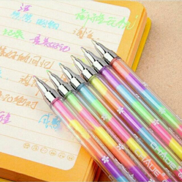 Canetas Esferográficas Coreanas Exclusivos De Gel Arco-Íris De Tinta ...