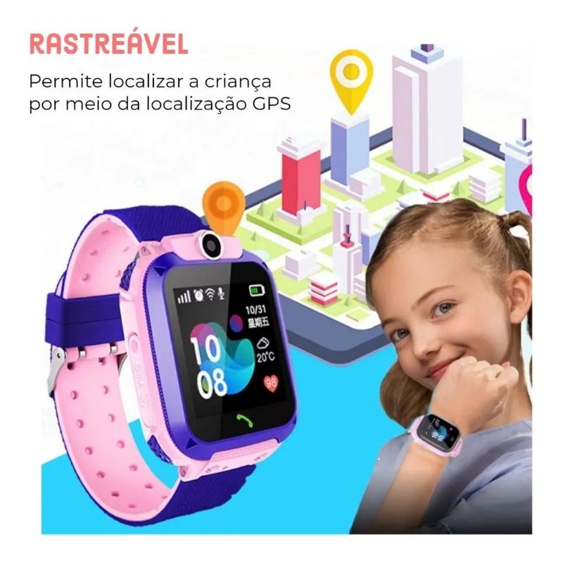 Relógio Infantil Com Localizador Rastreador Gps Chamada Sos | Shopee Brasil