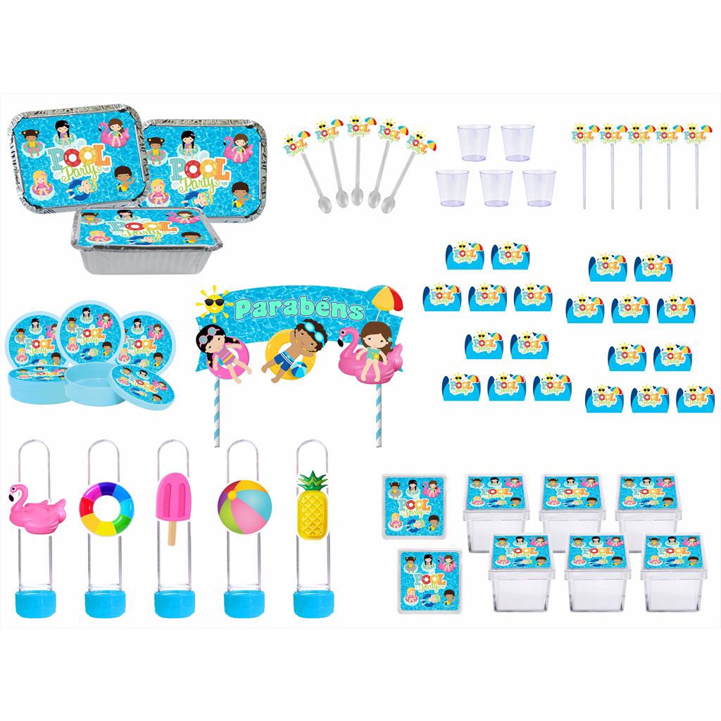 Kit Festa Pool Party ( piscina ) 121 peças (10 pessoas) | Shopee Brasil