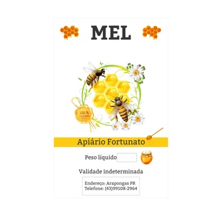 Adesivo rótulo personalizado para mel - 2 tamanhos - 60un cada | Shopee ...