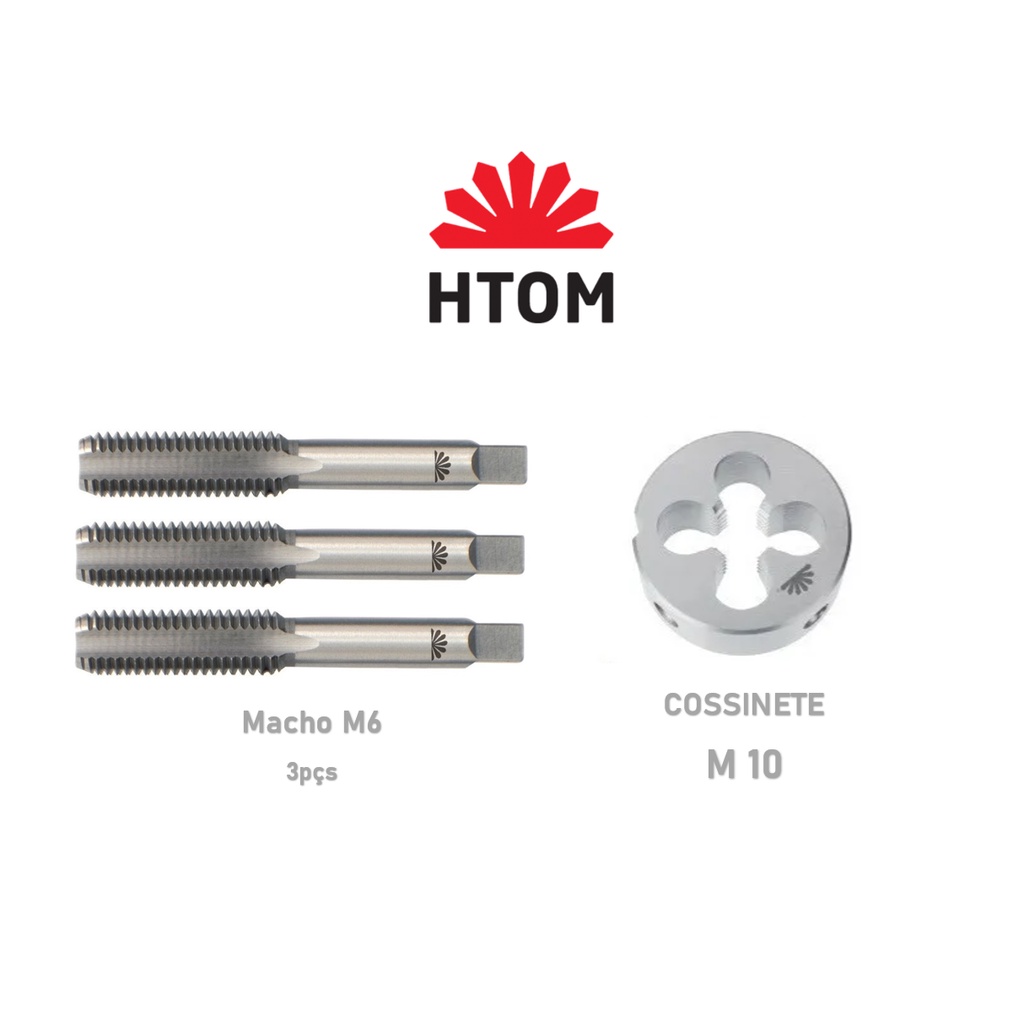 Kit Mecânico Macho M6 (3pçs) + Cossinete M10 - Em Aço Ws Original HTOM ...
