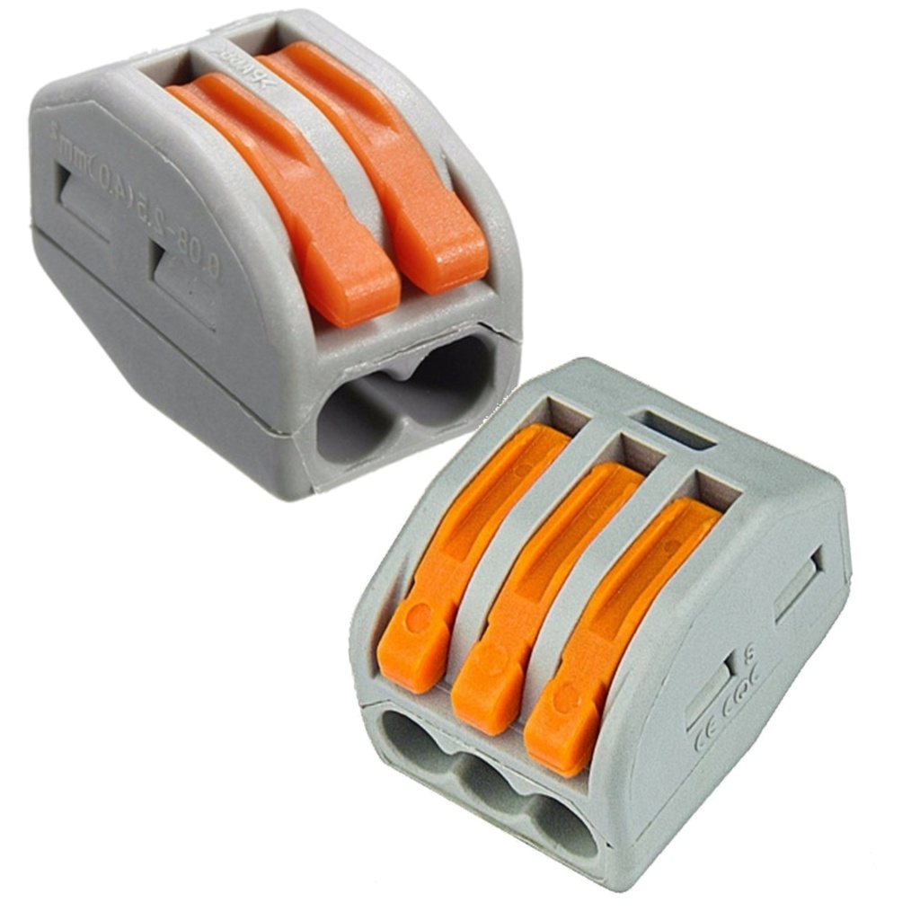 10X Conector Emenda de Fios Derivação Borne Sem Solda Modelo 2 e 3 Vias ...