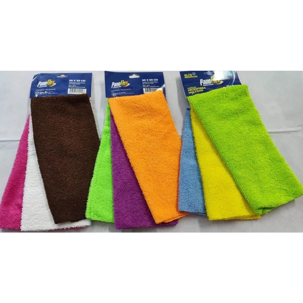 Kit c/ 3 Panos De Microfibra 30x30cm Flex Multiuso Martins | Shopee Brasil