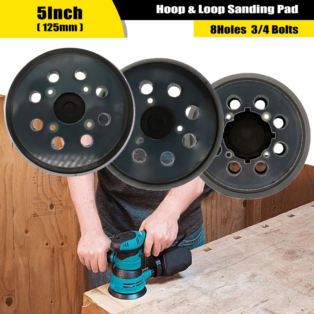5Inch 125MM 8 Holes Backup Sanding Pad 3/4 Bolts Hook＆Loop Sander Backing Pad for Electric ...