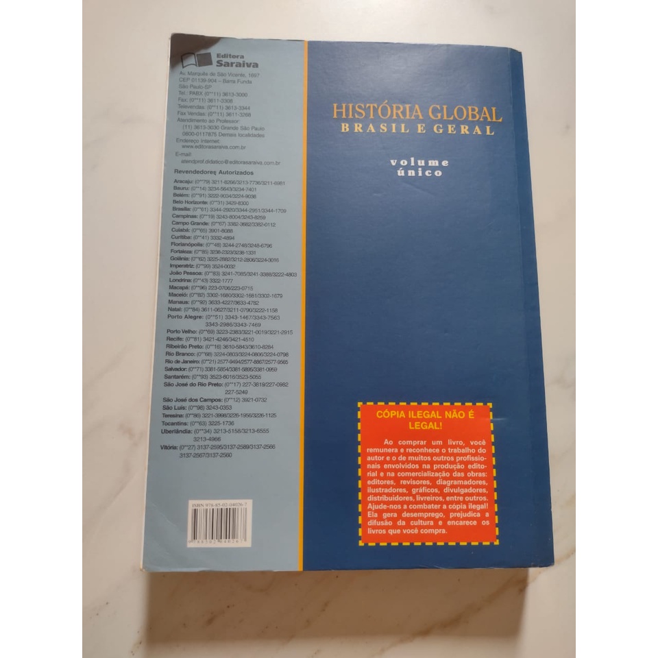 Livro: História global - Brasil e Geral (Gilberto Cotrim - Saraiva ...