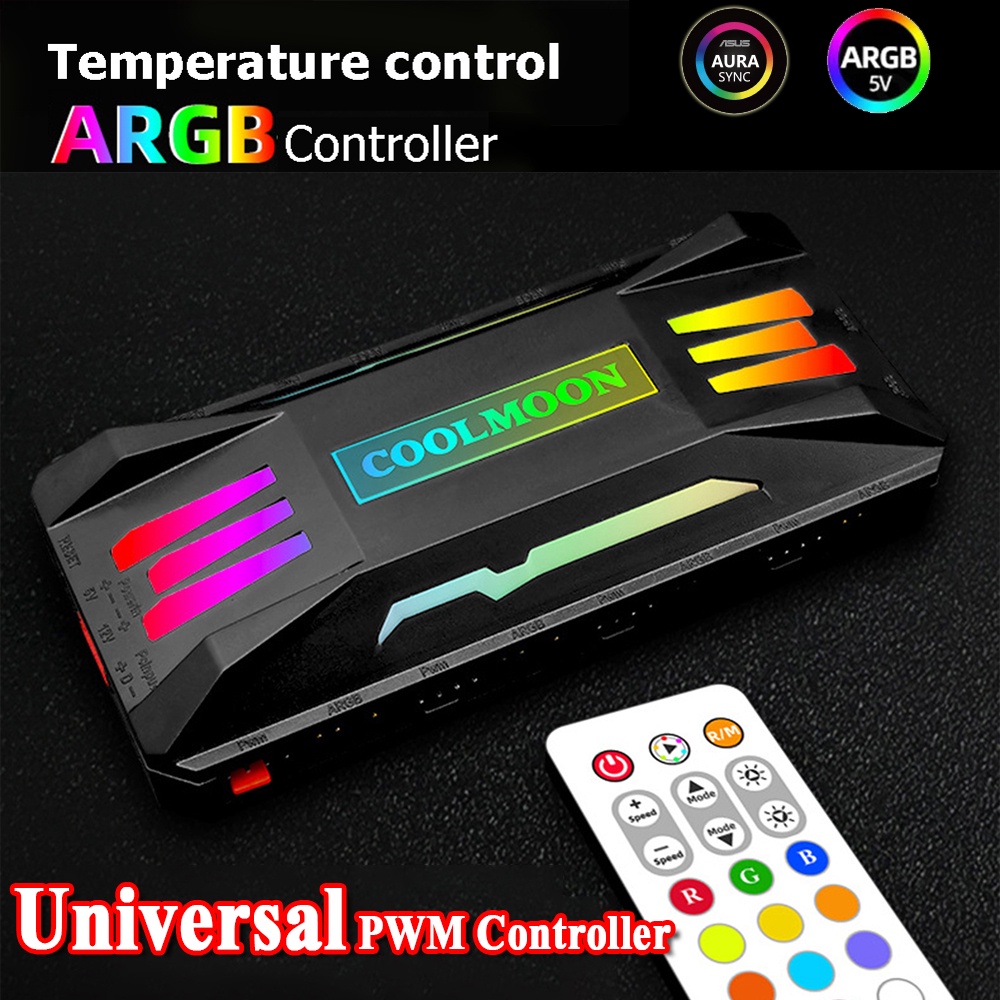 Coolmoon 5V 3Pin ARGB Controller 4Pin PWM Ventilador de resfriamento ...