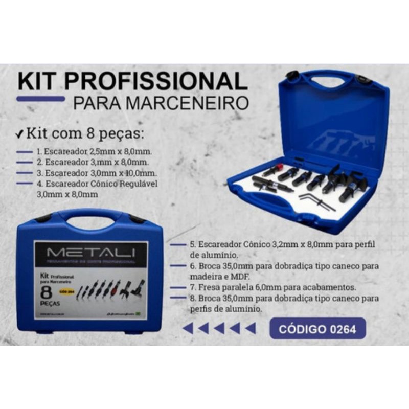 Kit Profissional Para Marceneiro 8 Peças Marca Metali | Shopee Brasil