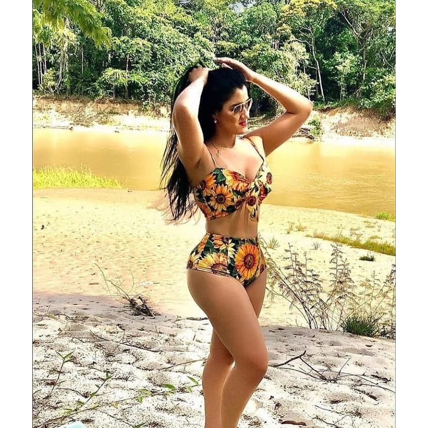 Biquini Alcinha De Laço Girassol Cintura Alta Shopee Brasil
