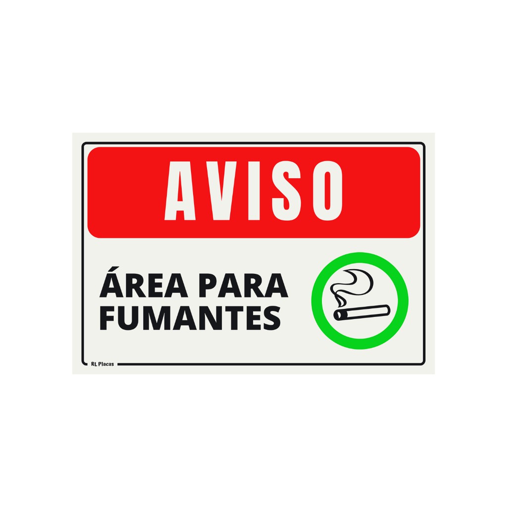 Placa de Sinalização Aviso Área para Fumantes 20 x 30 - Pictograma ...