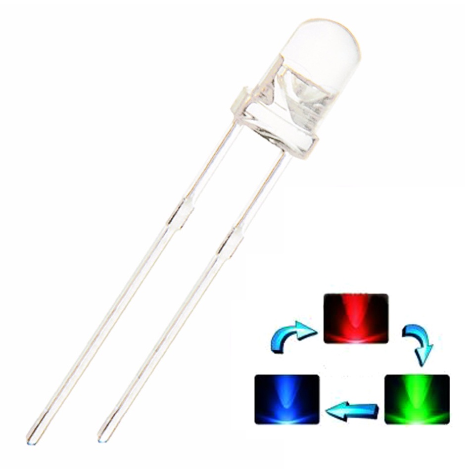 Kit Led 3mm Alto Brilho RGB Flash Lento - 100 unidades | Shopee Brasil