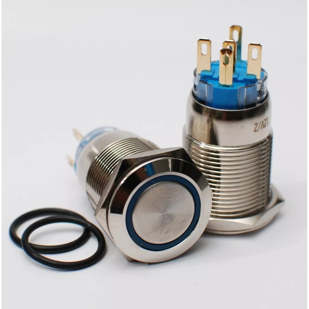 Botão Pulso Momentâneo 19mm C/ Led Push Button Universal Start Inox ...