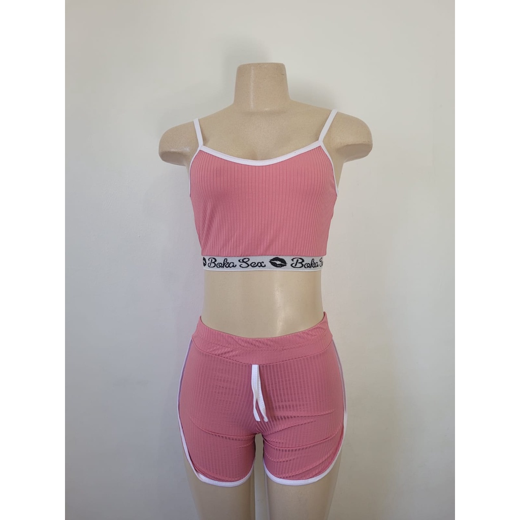 shorts de funkeira moda funk tecido canelado conjunto feminino ...