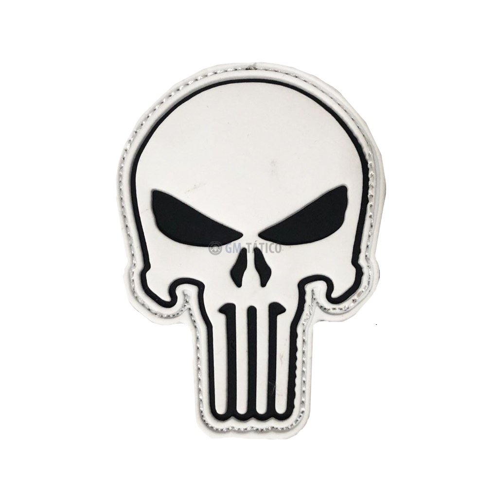 PATCH CAVEIRA O JUSTICEIRO BRANCO E PRETO - EMBORRACHADO | Shopee Brasil