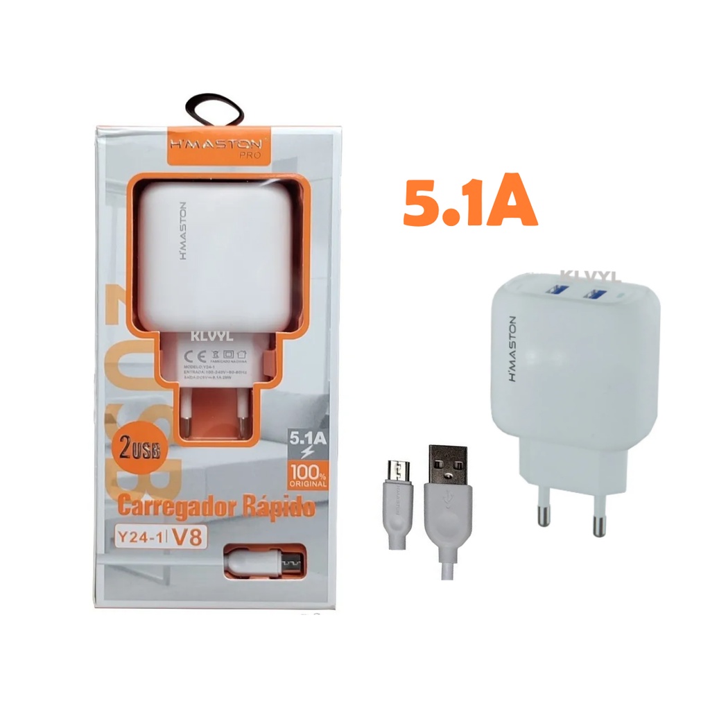 Carregador C/ Usb V8 TURBO Compativel celular samsung J4 J5 J5 PRIME J6 J7 J7 PRIM - Escorrega o ...