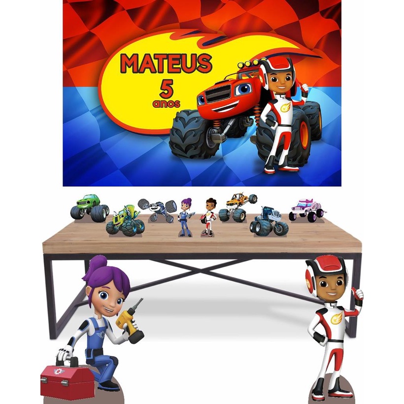 Kit Blaze And Monster Machine - 8 De Mesa 2 De Chao + Painel | Shopee ...