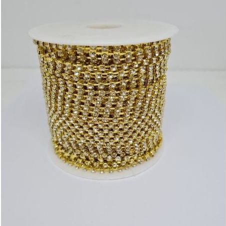Rolo de Strass Dourado com 50 metros | Shopee Brasil