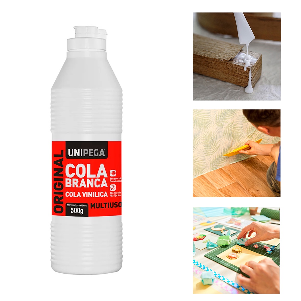 Cola Branca PVA Original Escolar Artesanato Unipega 500g | Shopee Brasil