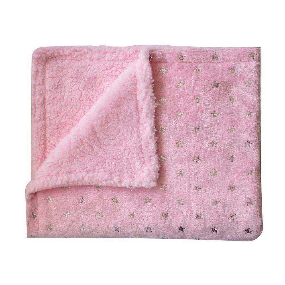 Manta baby Cobertor Para Bebê Estrelinhas Dupla Face Textura Lã de ...