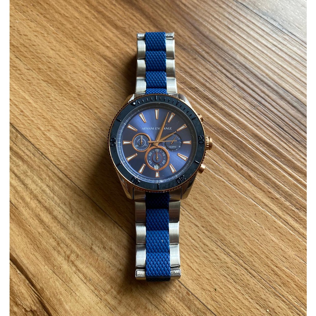 relógio armani exchange masculino dourado preto ax1819 stainless steel ...