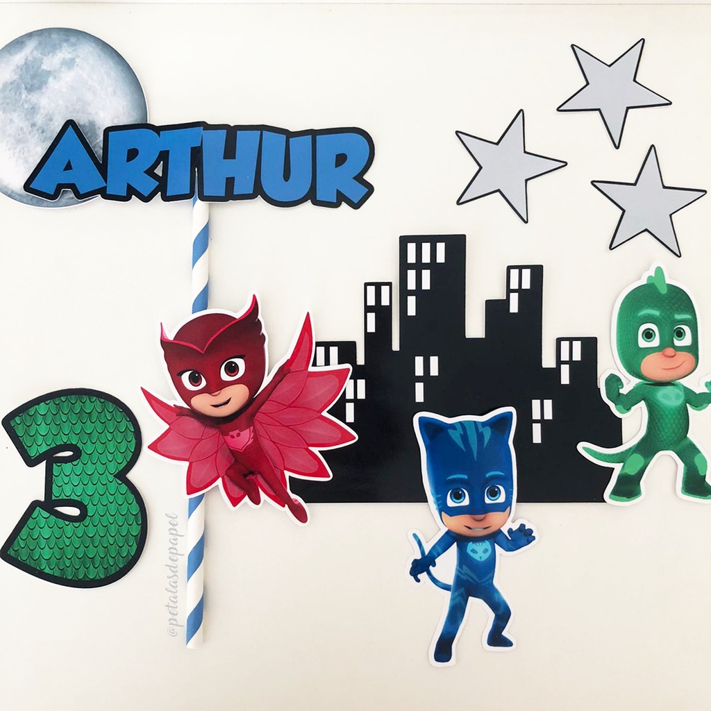 Topo De Bolo Pj Masks Shopee Brasil