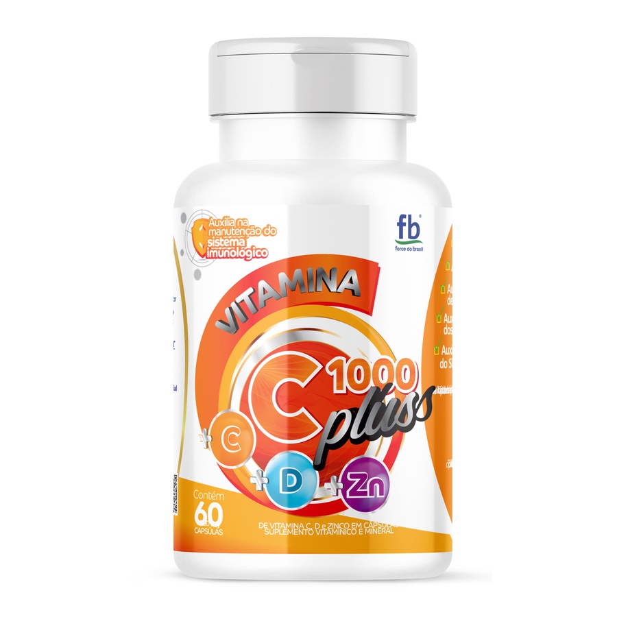 Vitamina C Plus + D + Zn - Concentrado - 60 Caps - 1000mg | Shopee Brasil