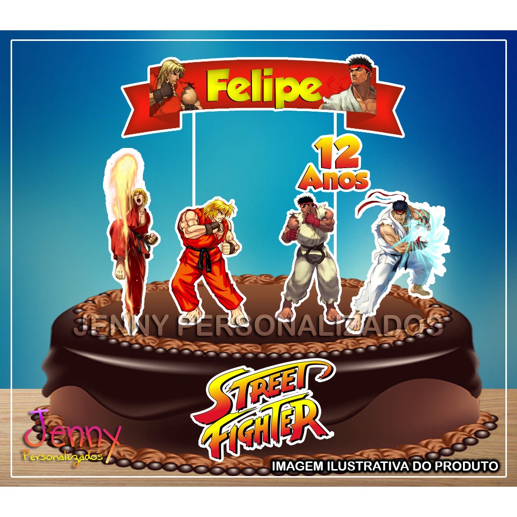 Topo Topper de Bolo Personalizado Street Fighter | Shopee Brasil