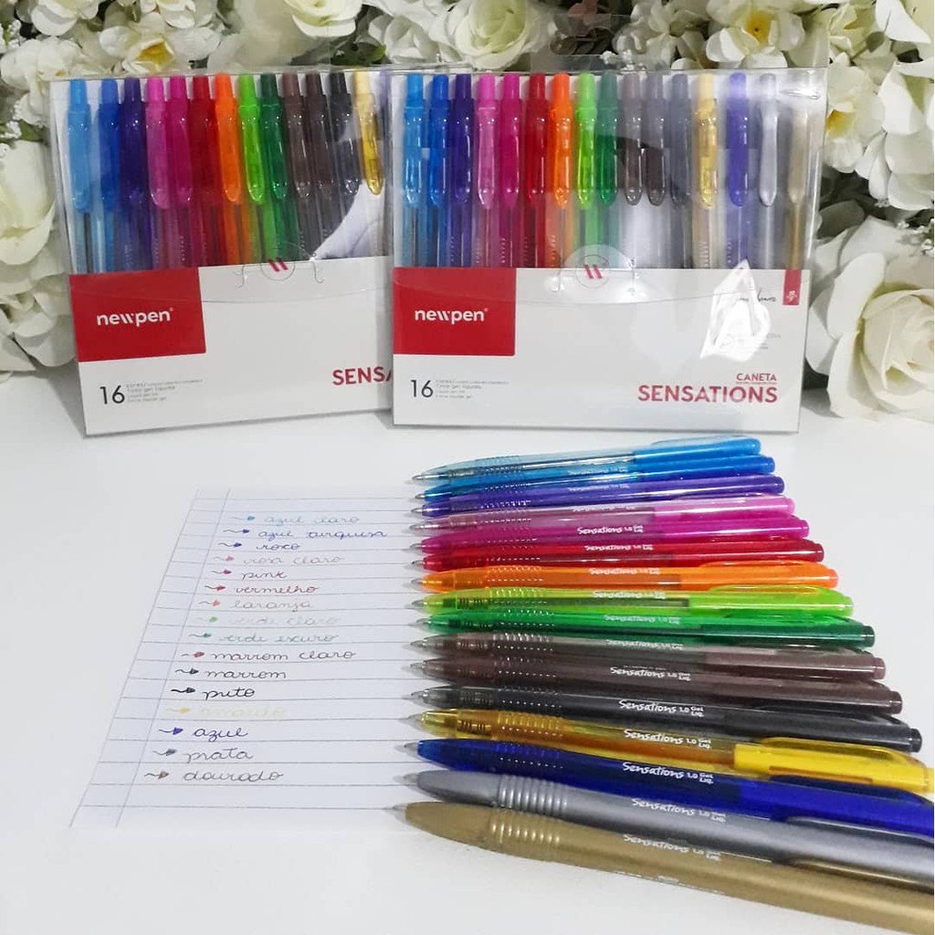 Caneta Gel Newpen Sensations - 16 Cores | Shopee Brasil