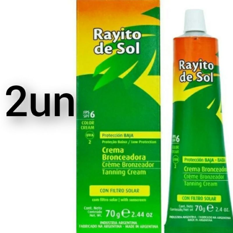 Kit 2 bronzeadores Rayito Bronzeador Validade 10/2024 Raito de sol 70g ...