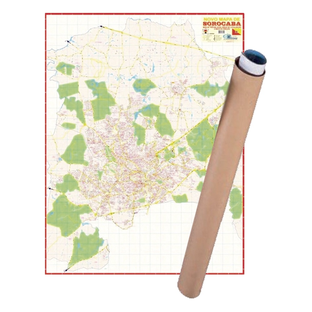 Mapa Sorocaba Enrolado Laminado Gigante 120x90cm - Atual | Shopee Brasil