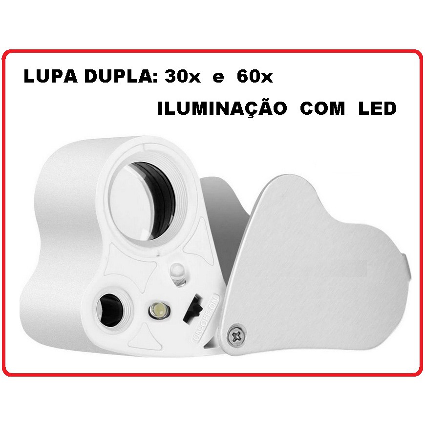 Lupa PROFISSIONAL com duplo aumento de 30x e 60x - com LED - eletrônica ...