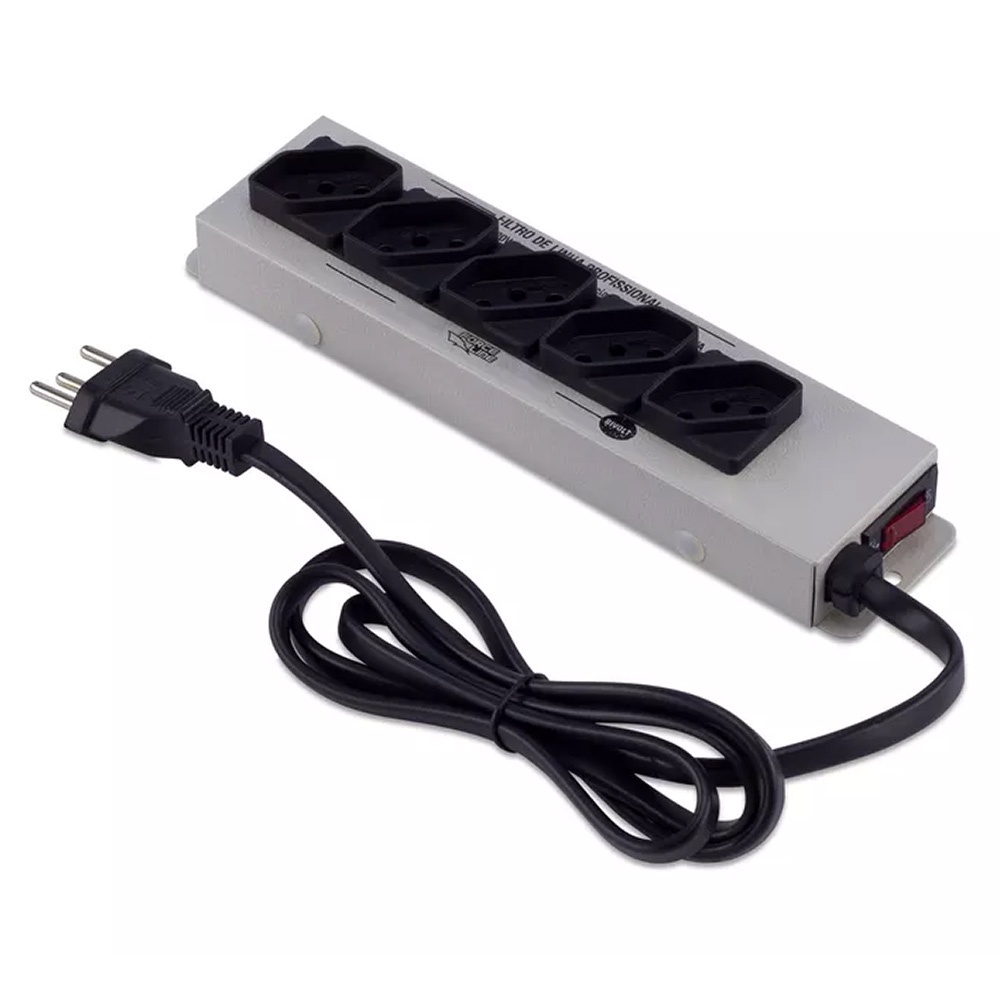 Filtro de Linha Metálico 5 Tomadas 10A Bivolt 560 Force Line | Shopee Brasil
