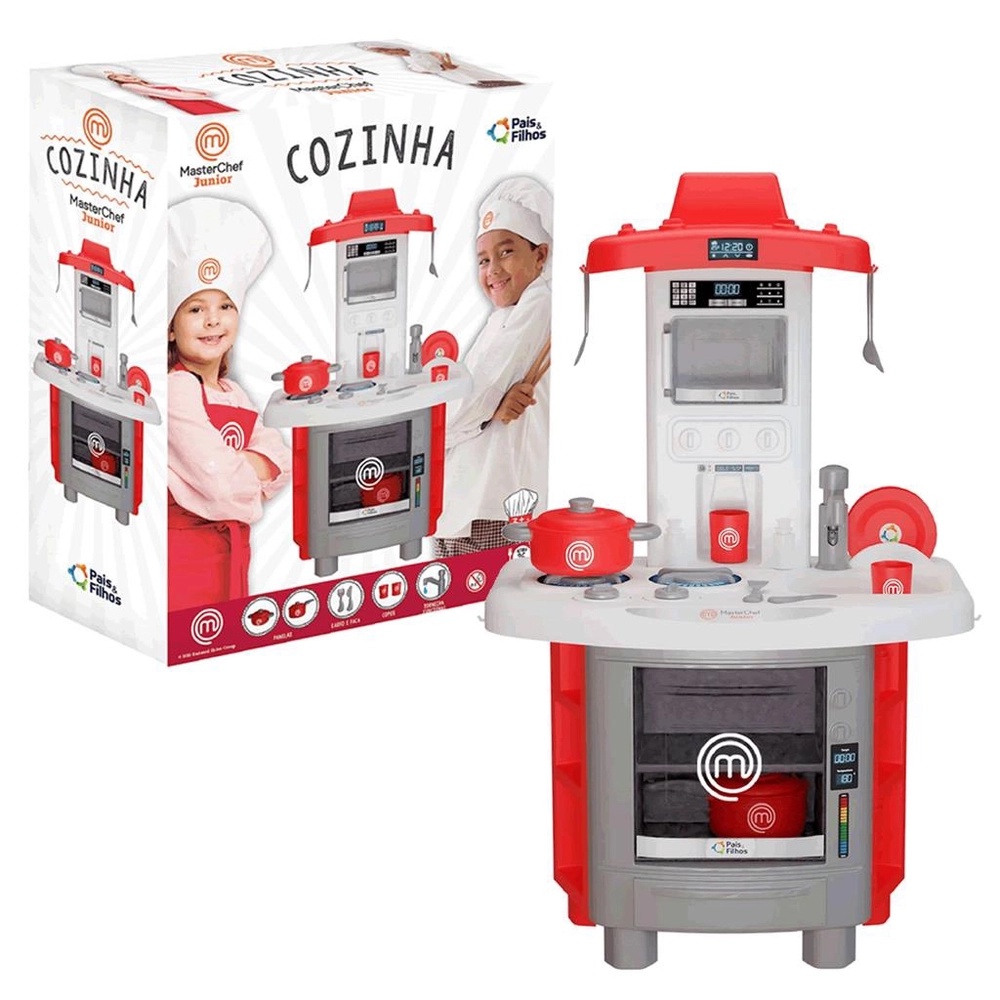 Cozinha de Brinquedo Masterchef Junior Fogãozinho Infantil Menino Menina Kit Com Itens Inclusos ...