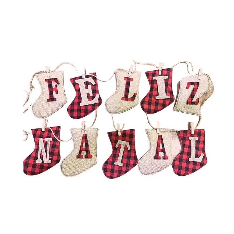 corda c/botas feliz natal/10 pregador 15cmX1.5cm | Shopee Brasil