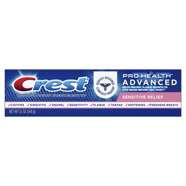 Pasta De Dente Crest Advanced Sensitive Relief Clareador 144g | Shopee ...
