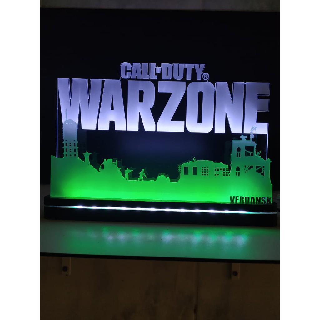 Luminária de Acrílico Led Call Of Duty Warzone Verdansk Colorida Led ...