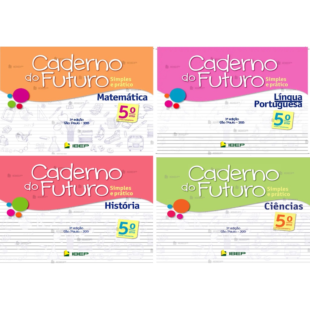 Kit Caderno Futuro Port, Mat, Cien, Hist/Geo 5 Ano - Aluno - IBEP ...