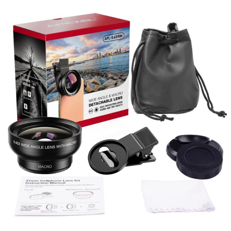 APEXEL Lente Do Telefone kit 0.45x Super Wide Angle - 12.5x Macro | Shopee Brasil
