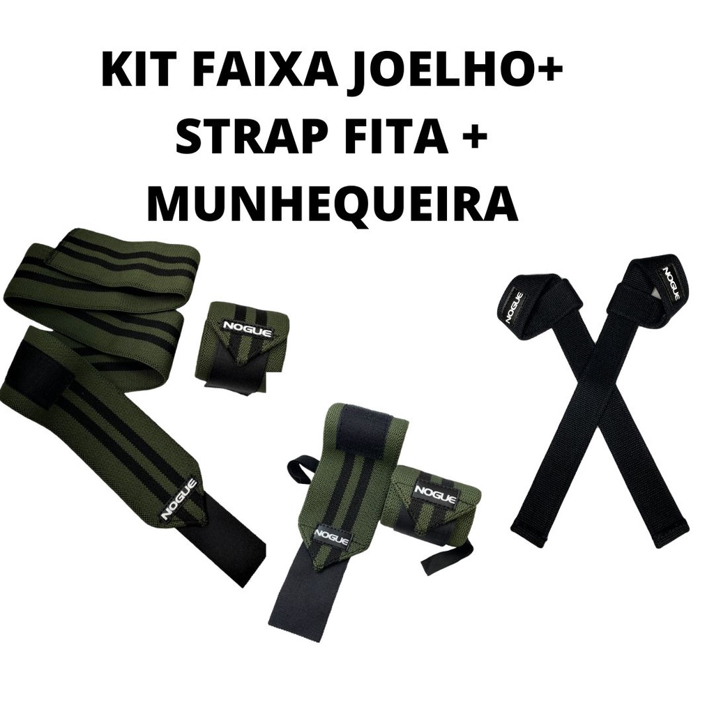 Kit Strap + faixa de Joelho + Munhequeira - NOGUE | Shopee Brasil