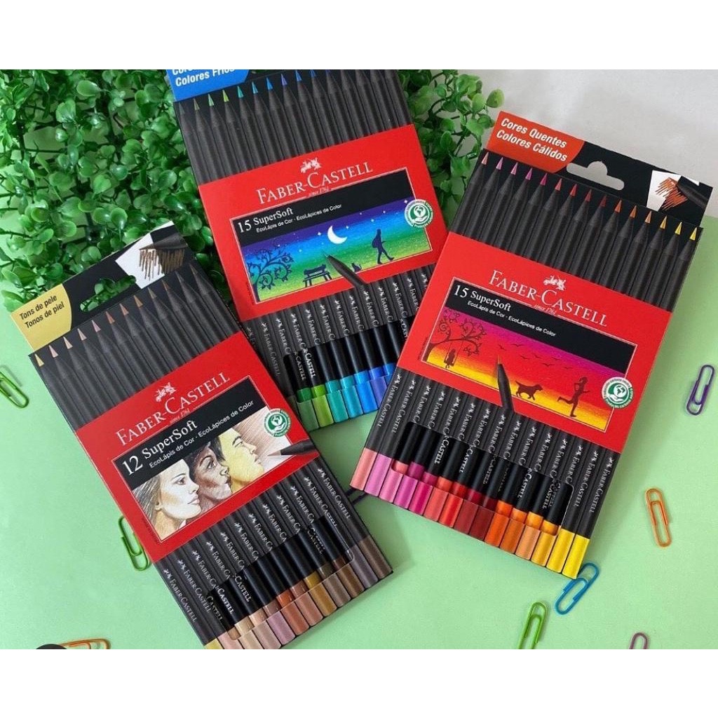 Lápis de Cor Faber-Castell Super Soft kit 3 caixas (42 cores- Frias ...