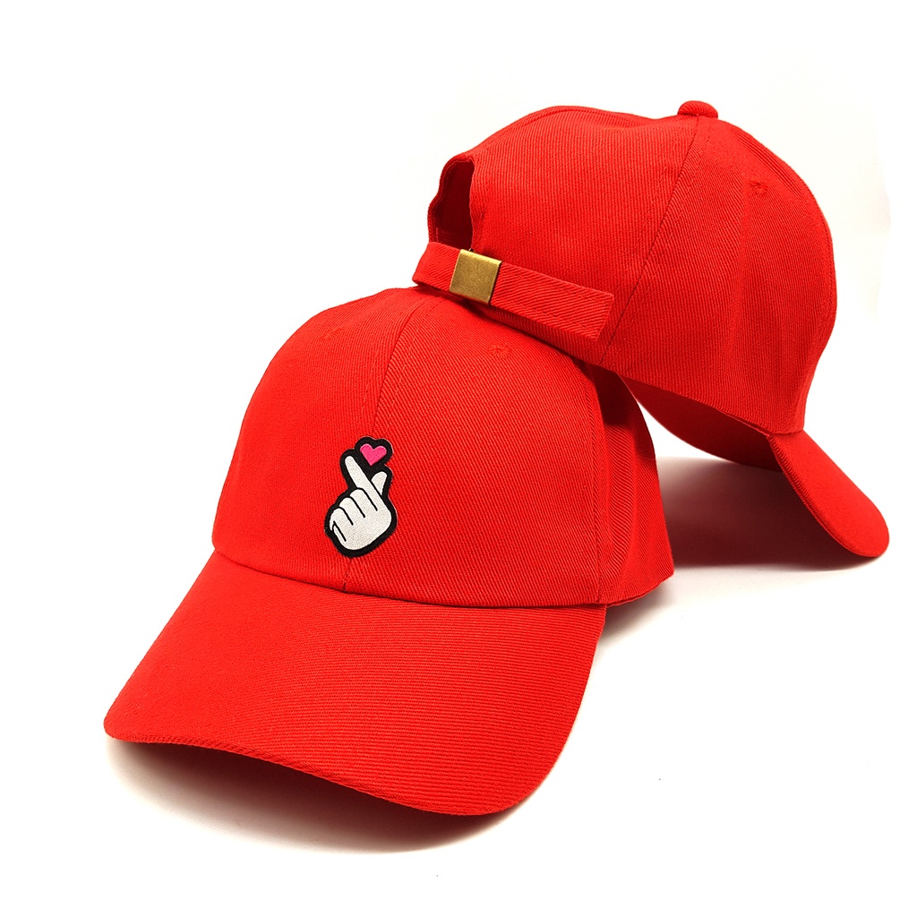 Boné Strapback Baseball Vermelho Kpop Coração Kwaii Original CÔRTE ...