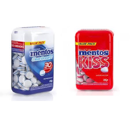 Mentos Clear Breath Kiss Morango com 105g- Pastilha Potão ou lata 35g ...