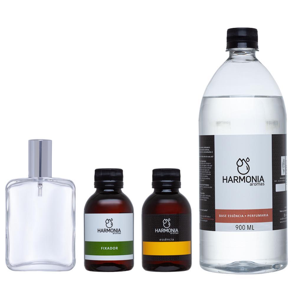 kit 1 Essência Perfume Importado Feminino + 1 Base Pronta + 1 Fixador ...
